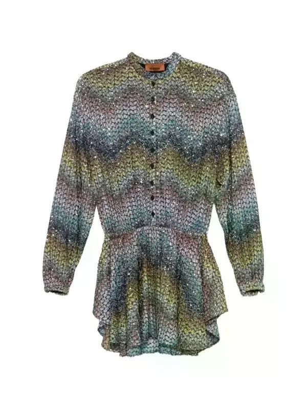 Missoni Zigzag Knit Sequin-embellished Mini Dress
