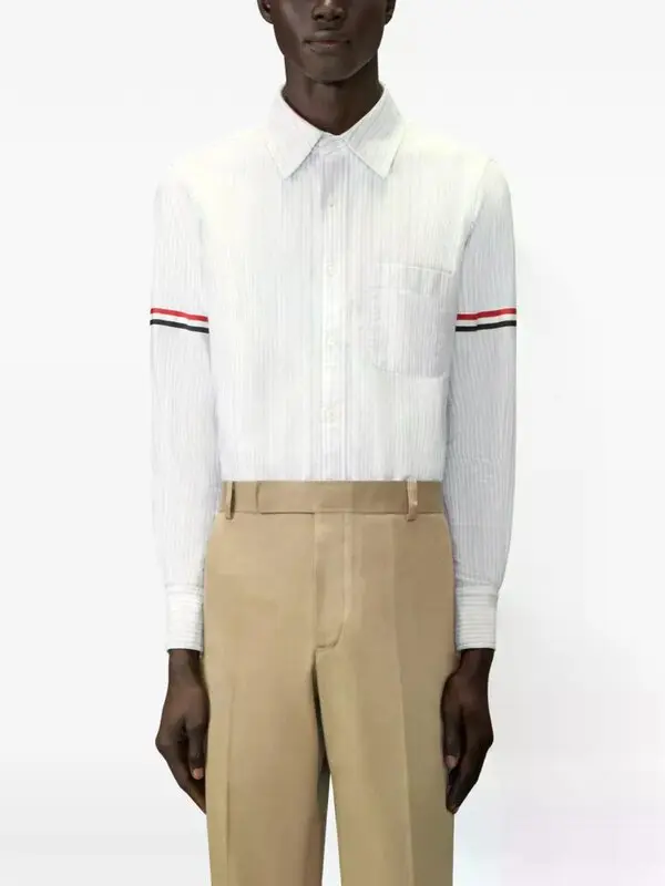 Thom Browne Madras Oxford Striped-armband Shirt