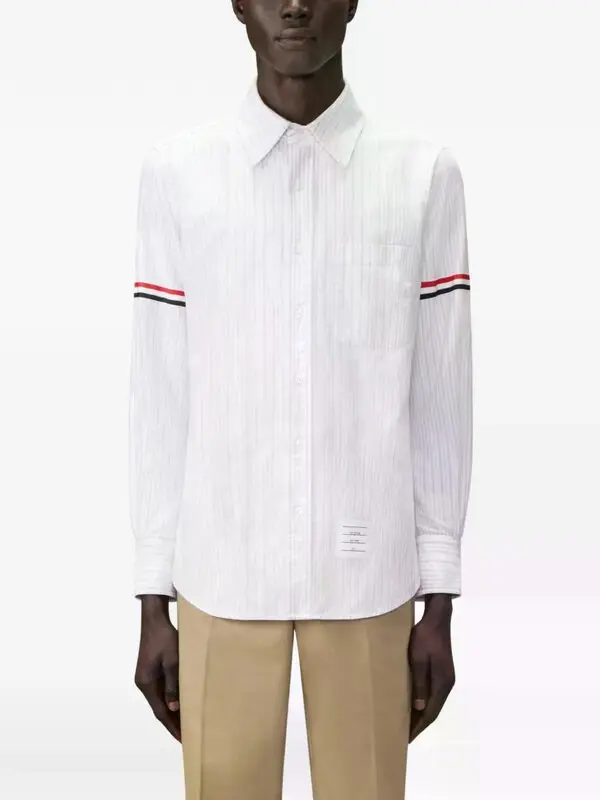 Thom Browne Madras Oxford Striped-armband Shirt