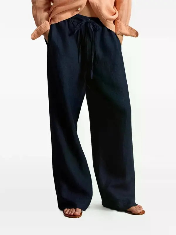 Polo Ralph Lauren Navy Linen Drawstring Trousers