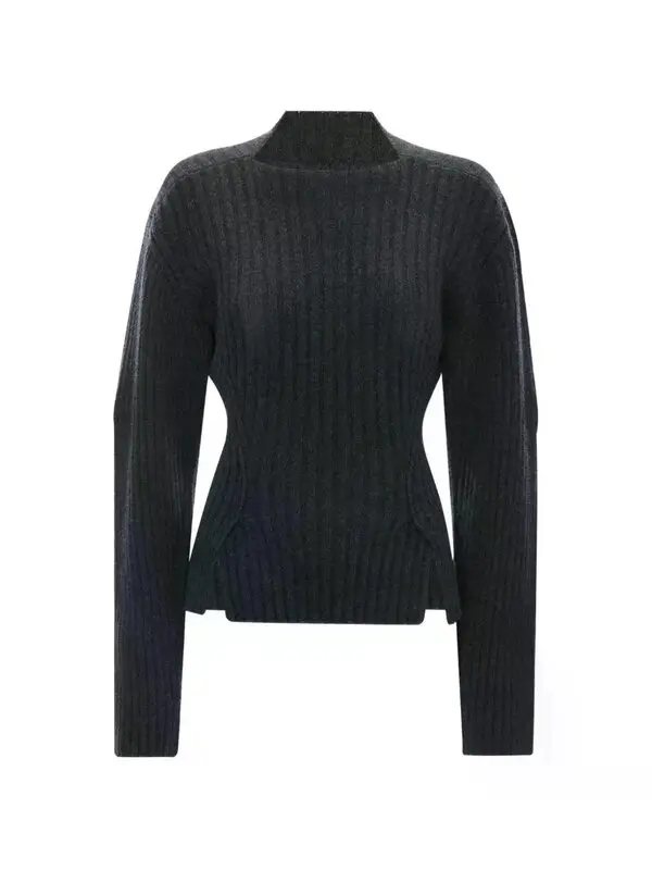 Victoria Beckham Ribbed Merino Wool Sweater - Grey