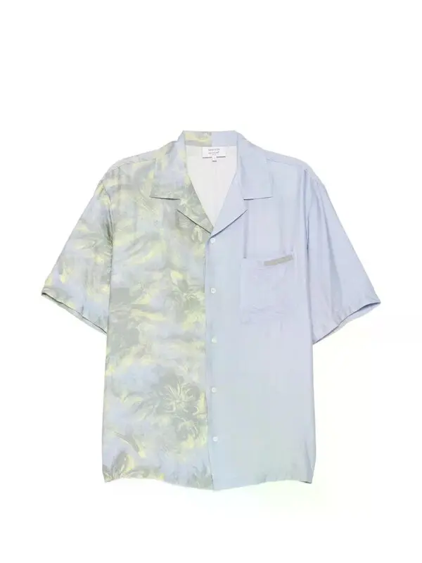 Maison Kitsuné Floral-print Panelled Shirt - Blue
