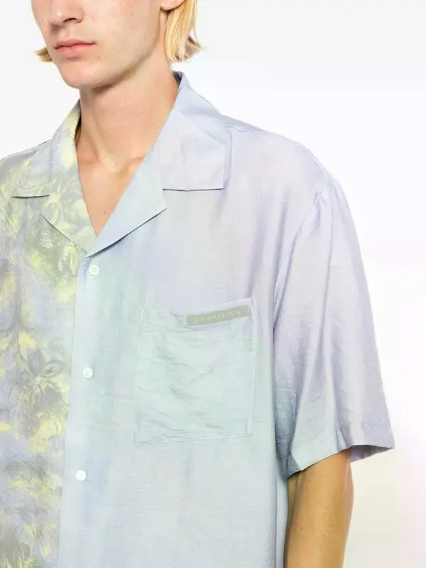 Maison Kitsuné Floral-print Panelled Shirt
