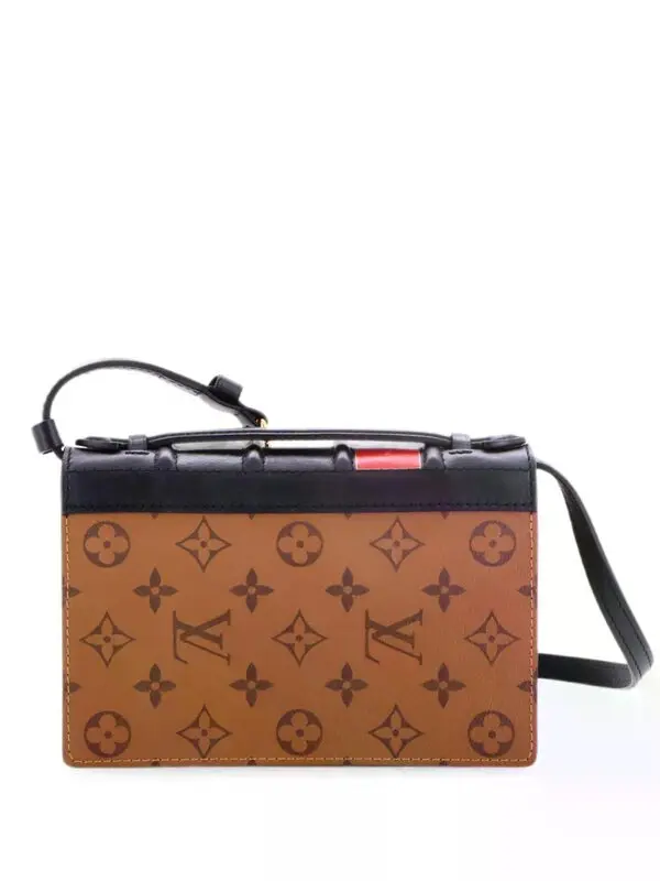 LOUIS VUITTON Book Chain Wallet Reverse Monogram Canvas Satchel - Black