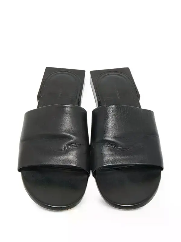 Balenciaga Leather Wide Strap Square-toe Flat Box Sandals