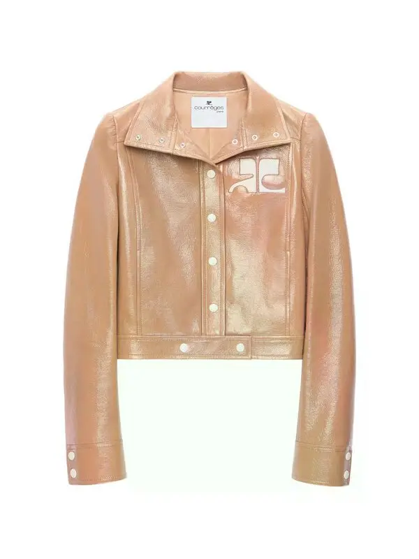 COURREGES Re-edition Vinyl Cropped Jacket - Neutrals