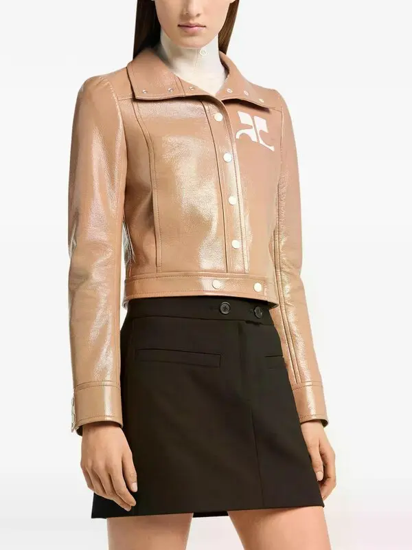 COURREGES Re-edition Vinyl Cropped Jacket - Neutrals