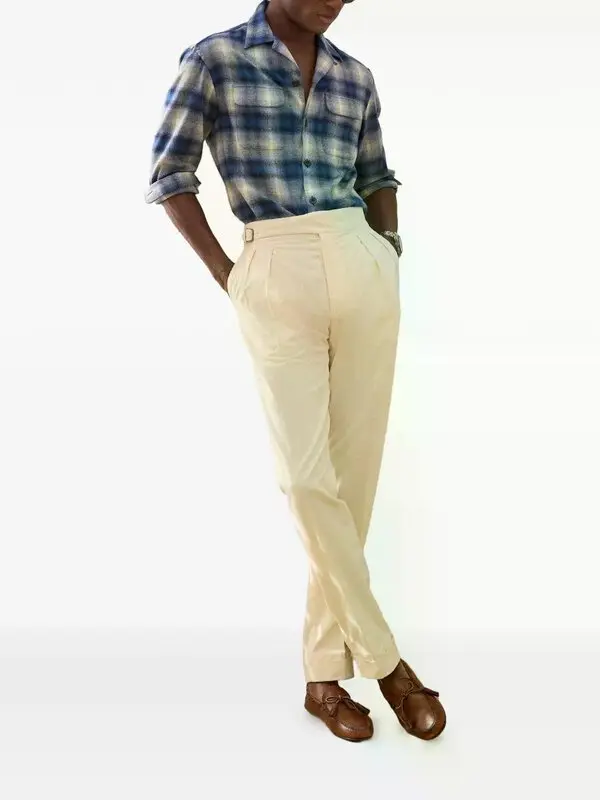 Ralph Lauren Purple Label Plaid-print Camp-collar Shirt