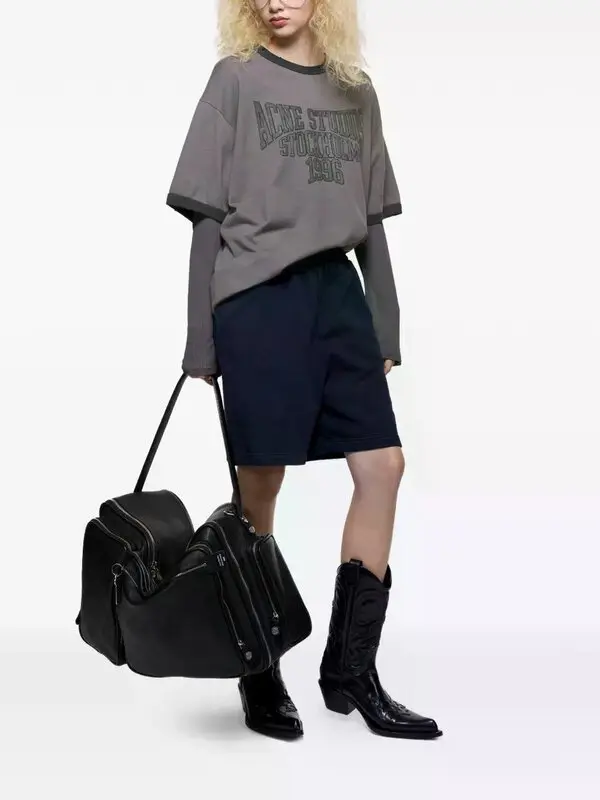Acne Studios Logo Print Layered Sleeve T-shirt - Grey