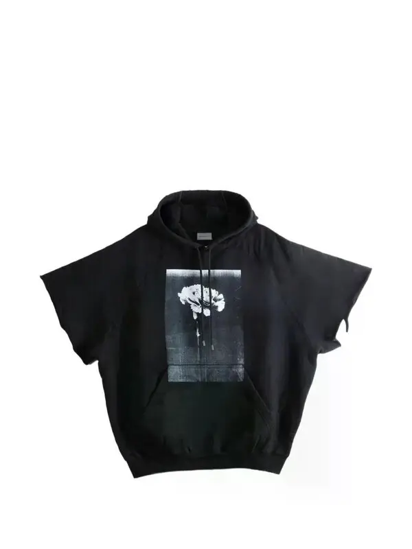 Balenciaga Graphic Print Hoodie - Black