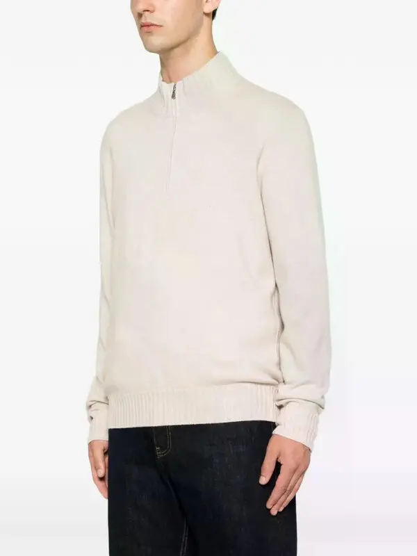 GRAN SASSO Half-zip Wool Sweater - Neutrals