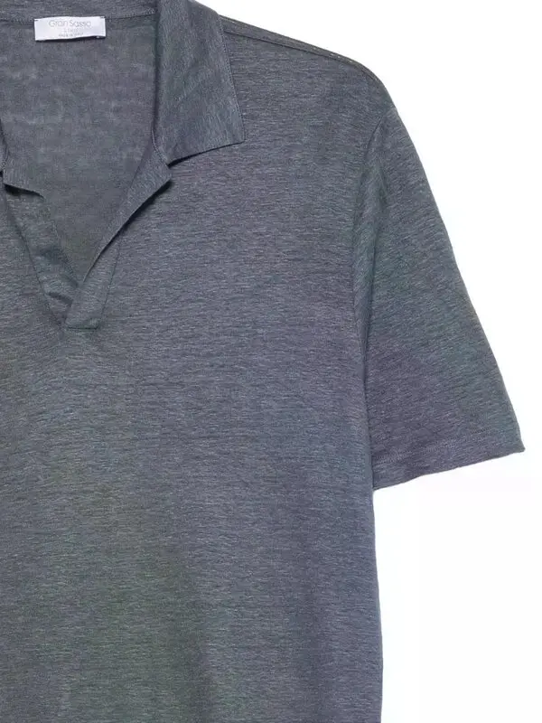 GRAN SASSO Short-sleeve V-neck Linen T-shirt - Grey