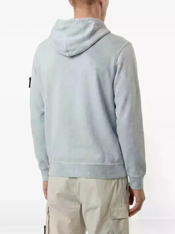 Stone Island Logo Patch Button-neck Hoodie