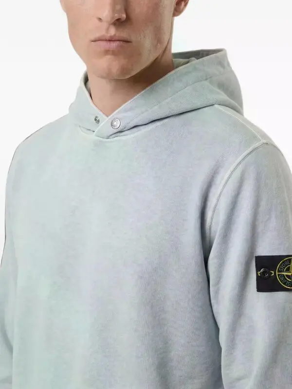 Stone Island Logo Patch Button-neck Hoodie