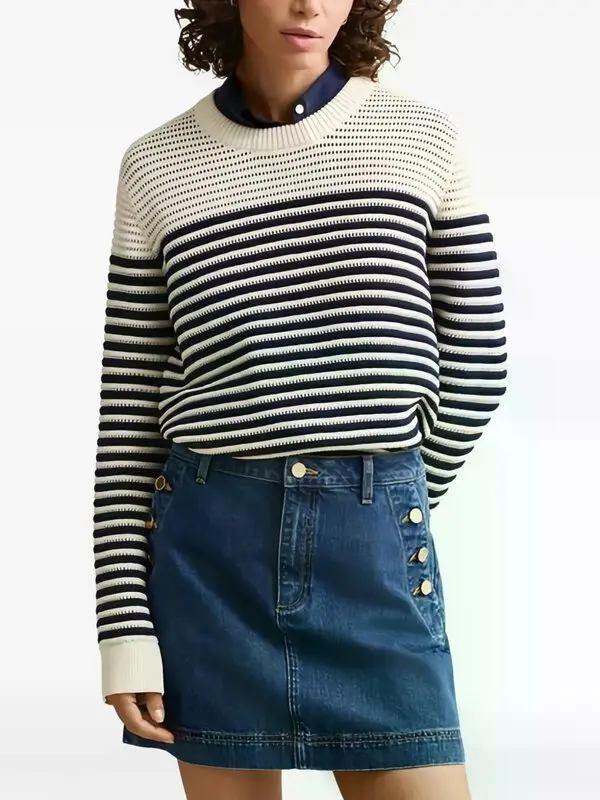 Gant Striped Textured-knit Sweater