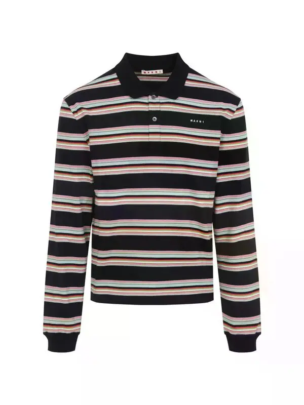 Marni Striped Long-sleeve Polo Shirt