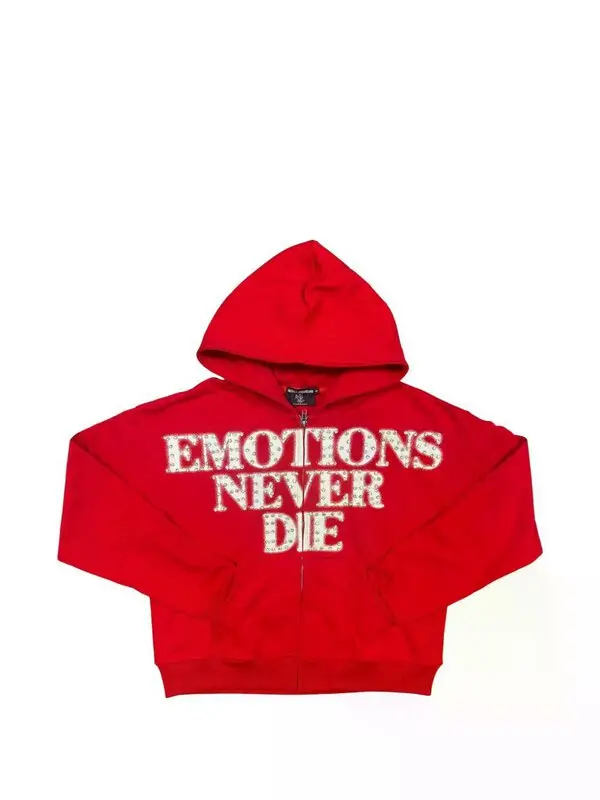 Mixed Emotion Rhinestone Embellished Zip-up Hoodie