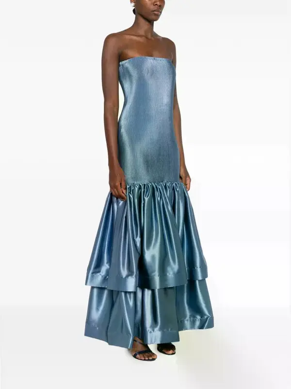 L'IDEE Elevate Pleated Tiered Maxi Dress - Blue