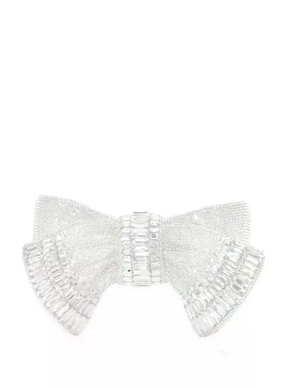 Judith Leiber Crystal Embellished Bow Clutch Bag - Silver