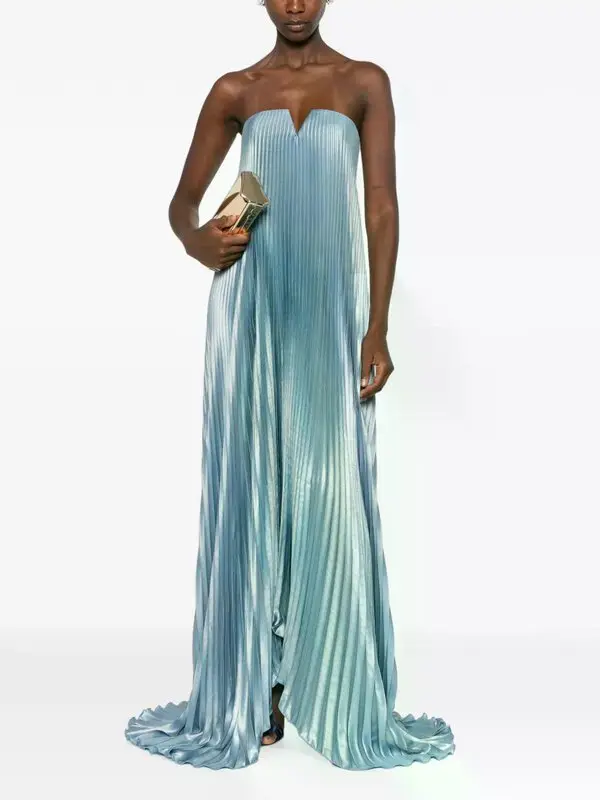 L'IDEE Black Tie Strapless Maxi Dress - Blue