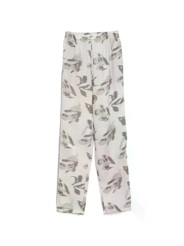 Emporio Armani Abstract Print Linen Trousers