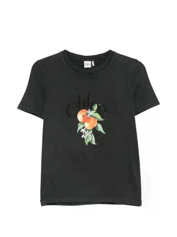 Chloé Logo And Fruit Print T-shirt - Black