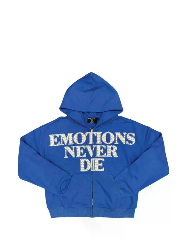 Mixed Emotion Embellished Zip-up Hoodie