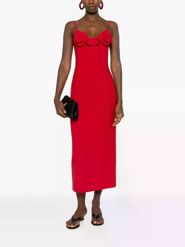 Magda Butrym Floral Appliqué Spaghetti Strap Midi Dress