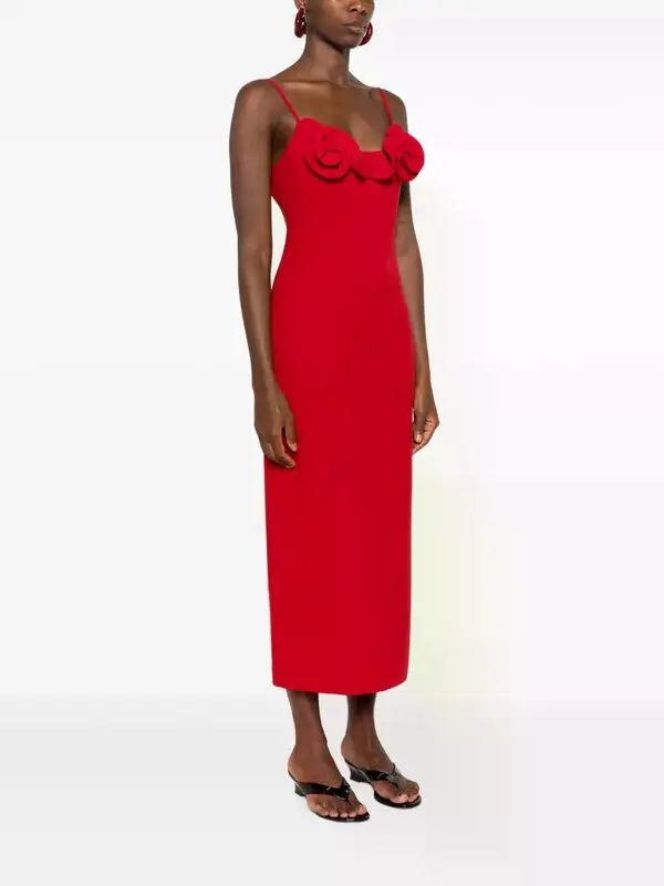 Magda Butrym Floral Appliqué Spaghetti Strap Midi Dress