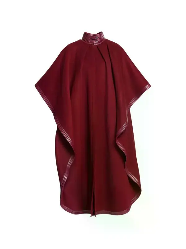 Elie Saab High-neck Cape With Leather Trim