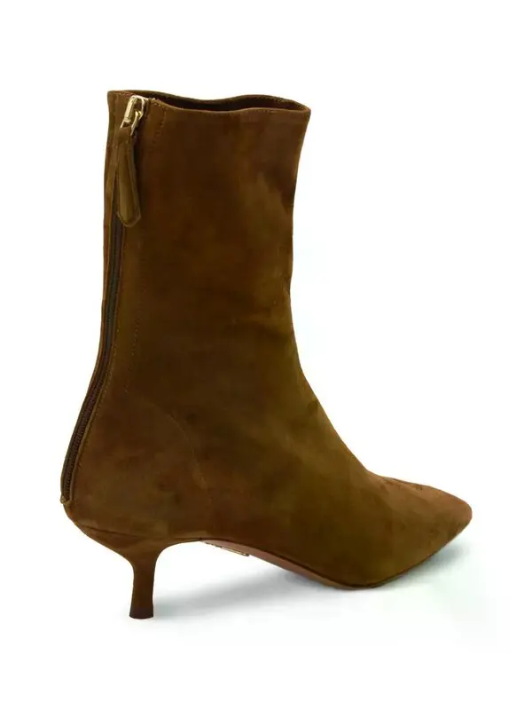 AQUAZZURA Pointed-toe Zip-up Kitten Heel Boots