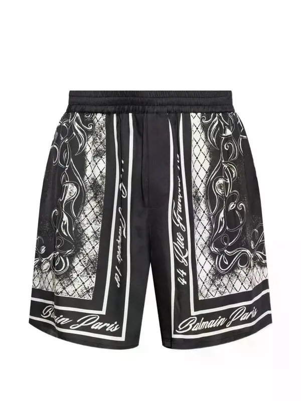 Balmain Logo-print Silk-blend Shorts