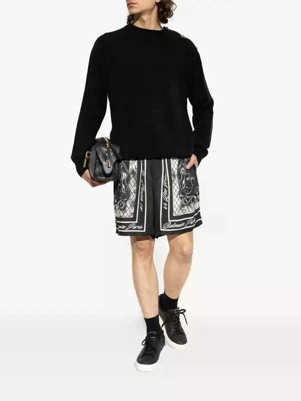 Balmain Logo-print Silk-blend Shorts