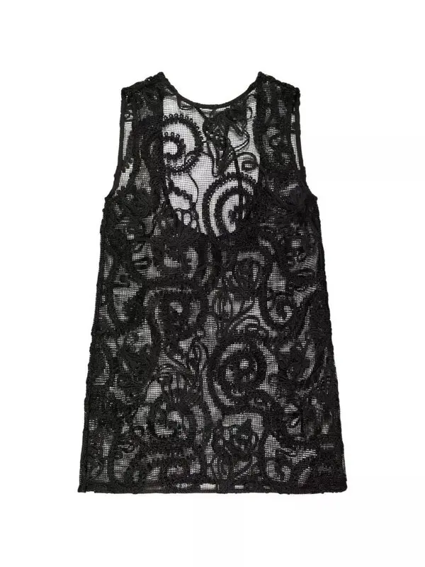 GANNI Embroidered Net Dress