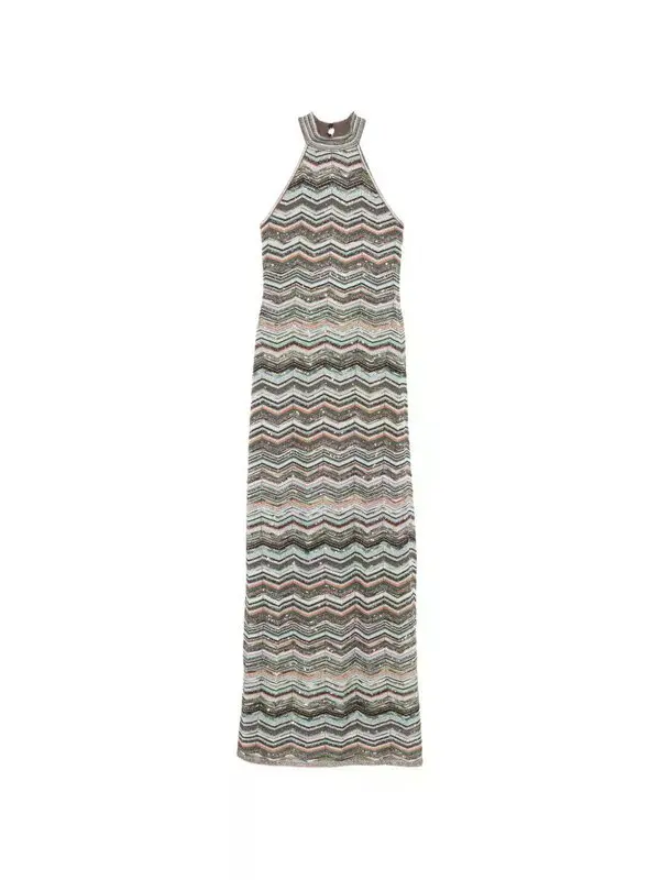 Missoni Zigzag Pattern Sequin Embellishment Maxi Dress
