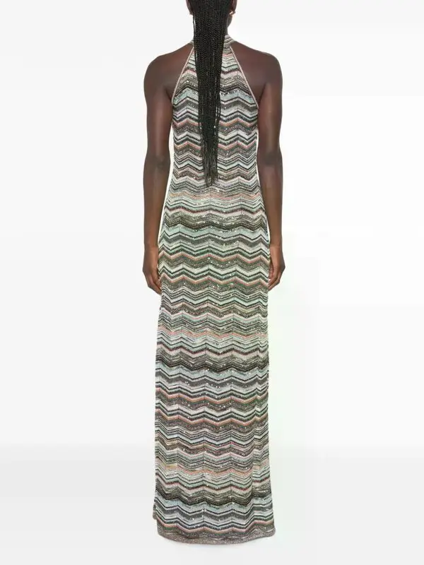 Missoni Zigzag Pattern Sequin Embellishment Maxi Dress