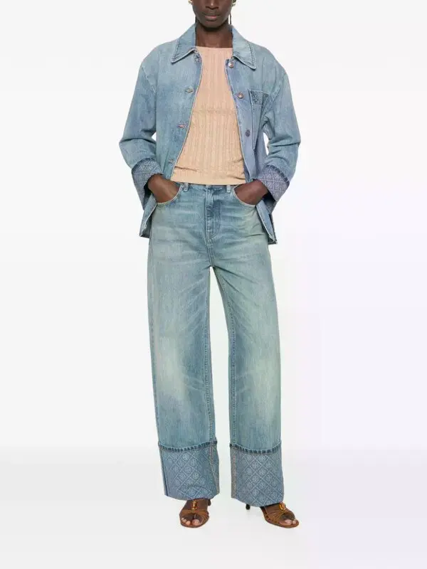 Tory Burch Monogram Turned-up Jeans