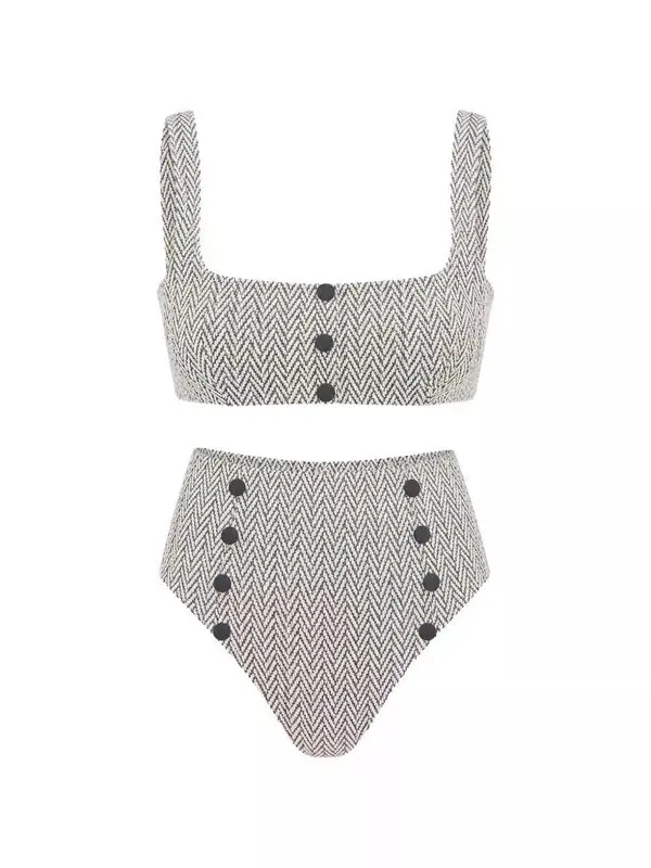 Devon Windsor Malia Herringbone-pattern Bikini - Neutrals