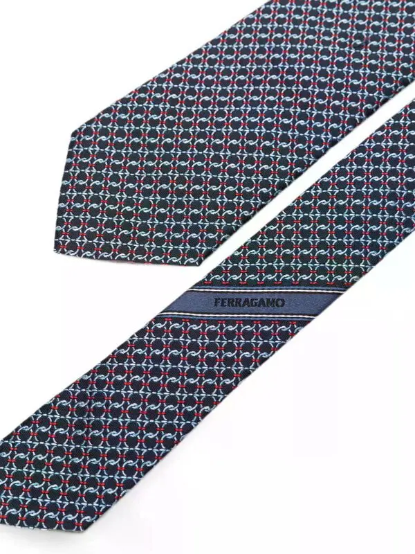 FERRAGAMO Gancini Pattern Silk Tie