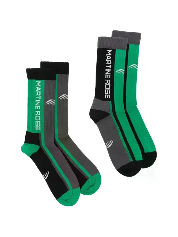 Martine Rose Logo Panelled Socks - Grey