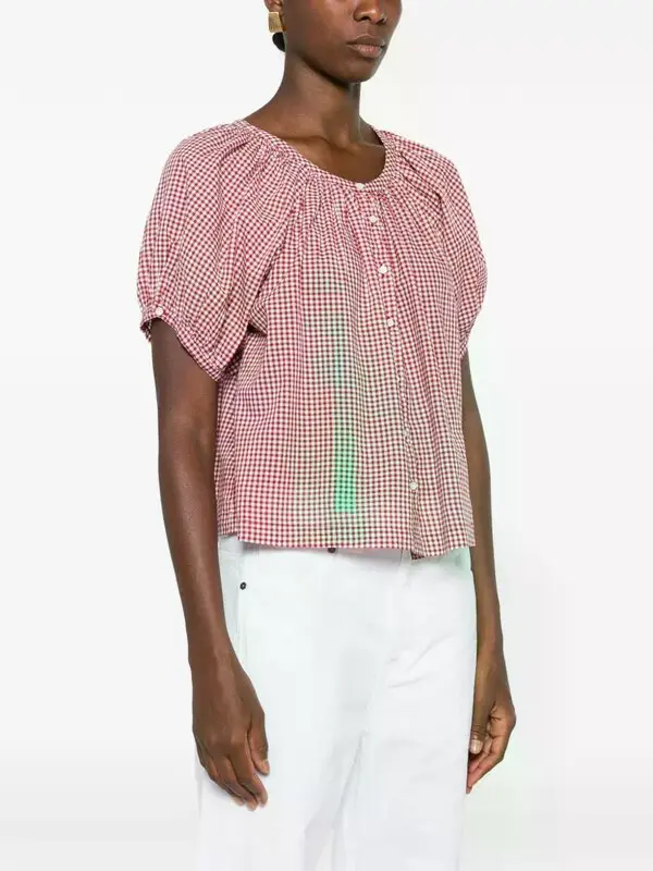 DÔEN June Blouse /white Check - Red