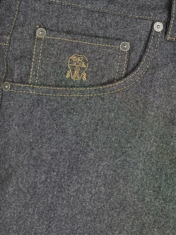 Brunello Cucinelli Straight-leg Embroidered Logo Trousers