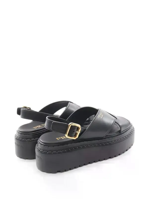 Prada Criss-cross Platform Sandals - Black