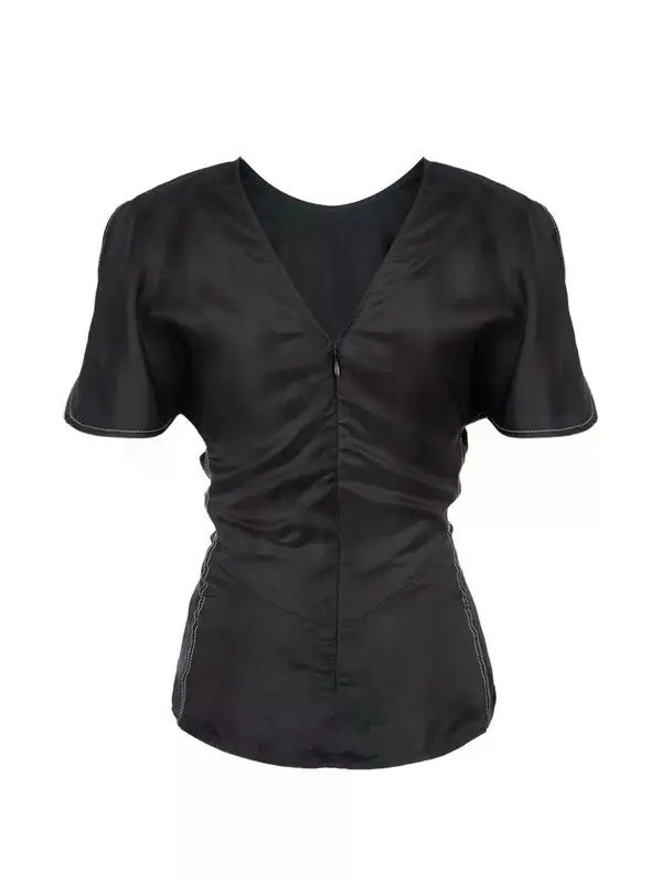 Victoria Beckham Gathered Floral-print Top - Black