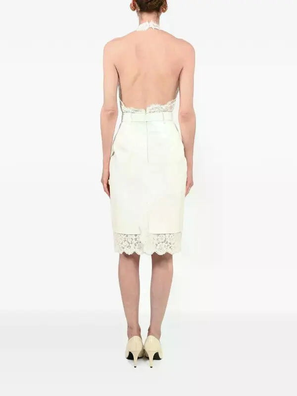 ROWEN ROSE Lace-trim Vinyl Skirt - Neutrals