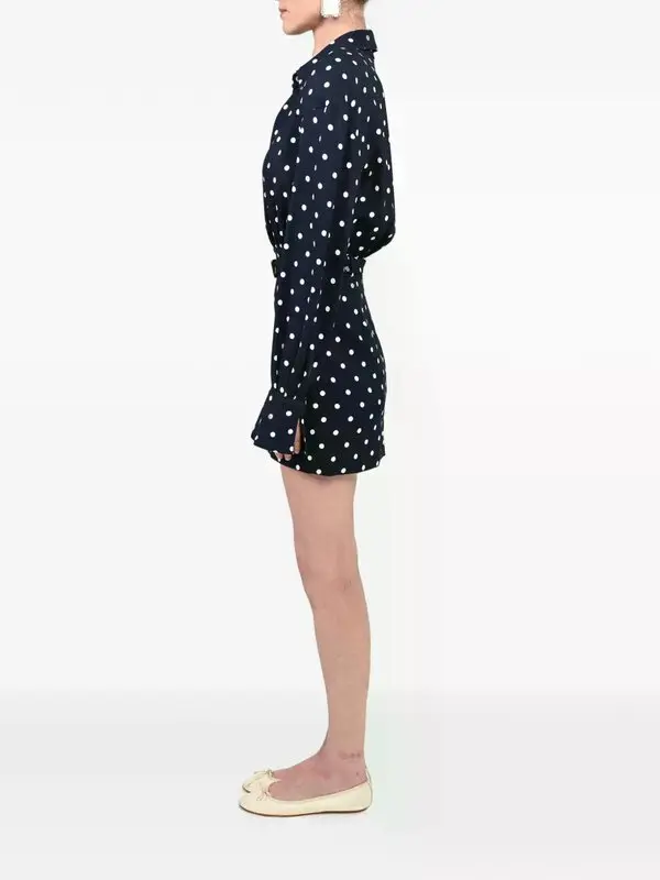 ROWEN ROSE Polka-dot Belted Dress