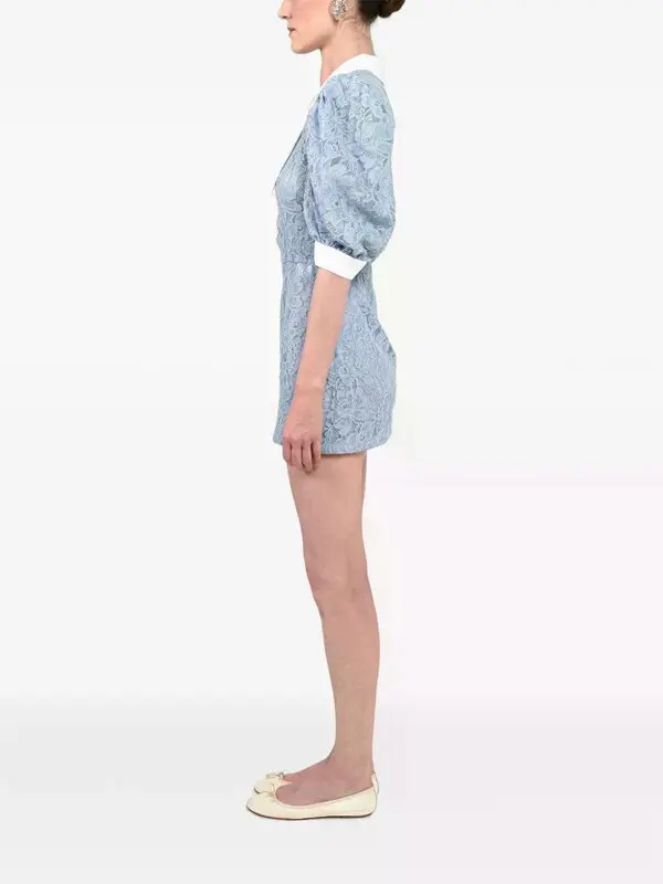 ROWEN ROSE Lace Puff-sleeve Dress - Blue
