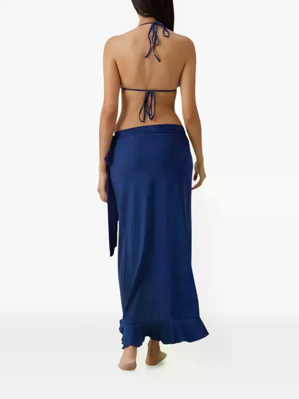 Melissa Odabash Cassidy Ruffled Wrap Midi Skirt - Blue