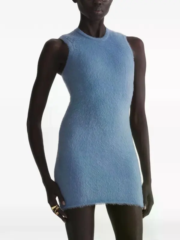 MUGLER Brushed Knit Sleeveless Mini Dress