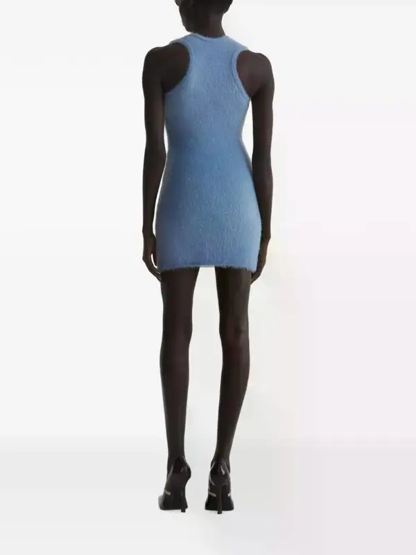 MUGLER Brushed Knit Sleeveless Mini Dress